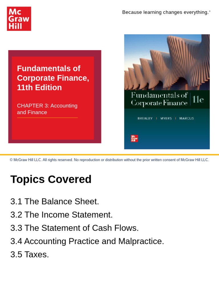 Brealey FCF 11e Ch03 PPT Accessible | PDF | Book Value | Balance Sheet