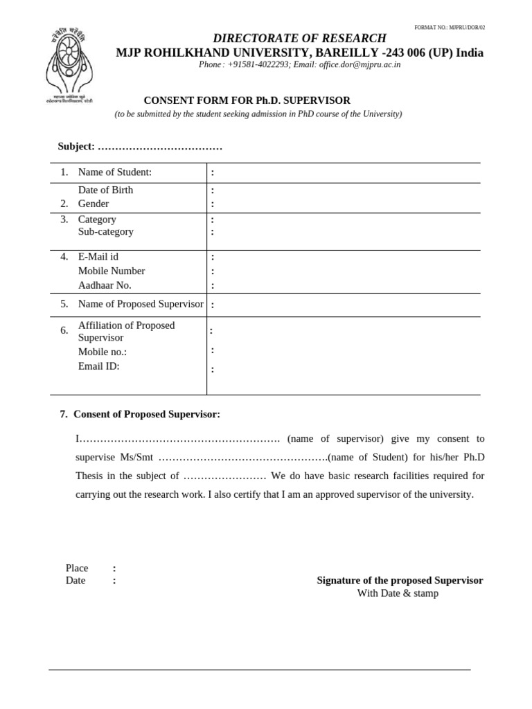 Ph D Consent Form AA | PDF