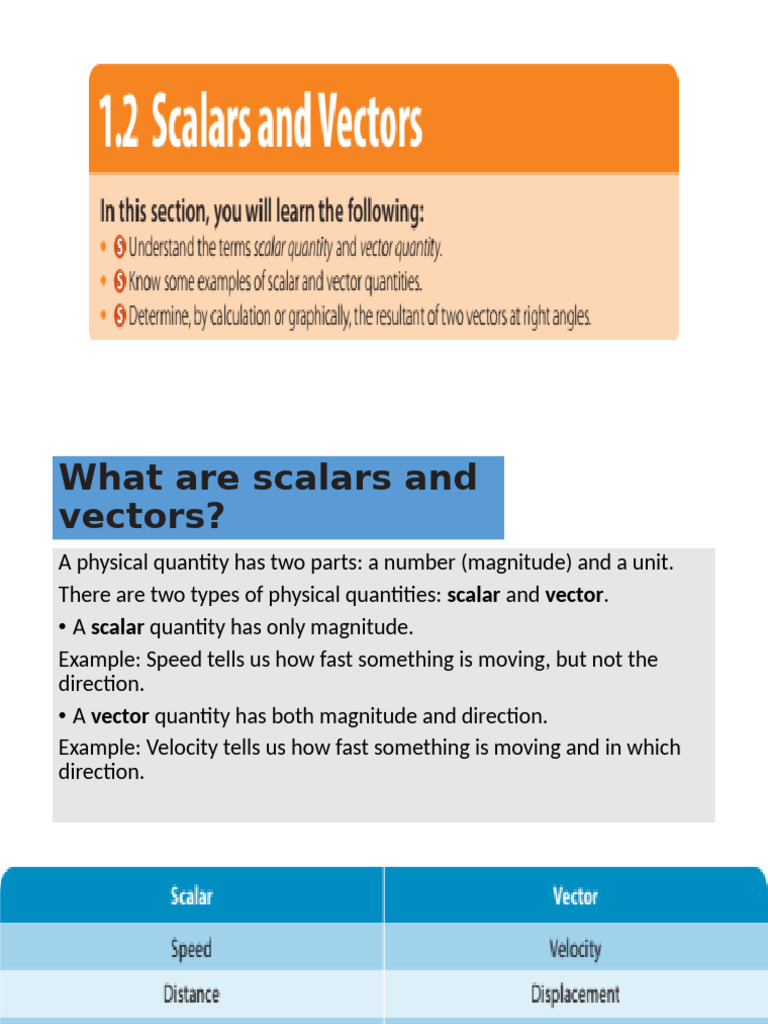 Scalar & Vector Pre-10 | PDF | Force | Euclidean Vector