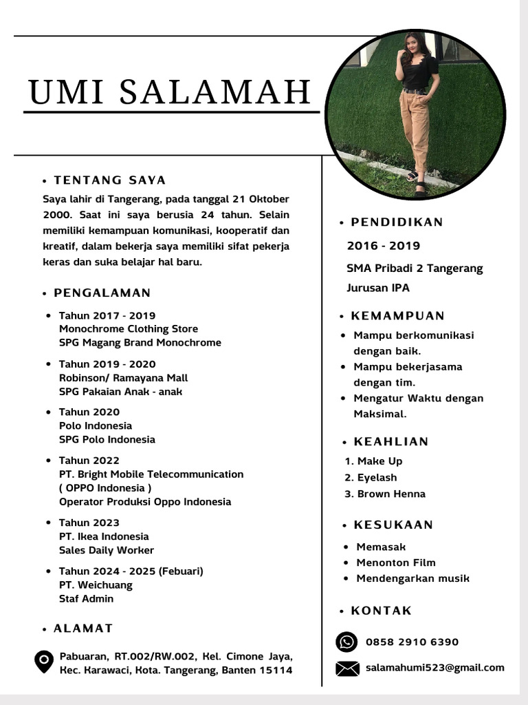 CV Umi Salamah - 20250228 - 141640 - 0000 | PDF
