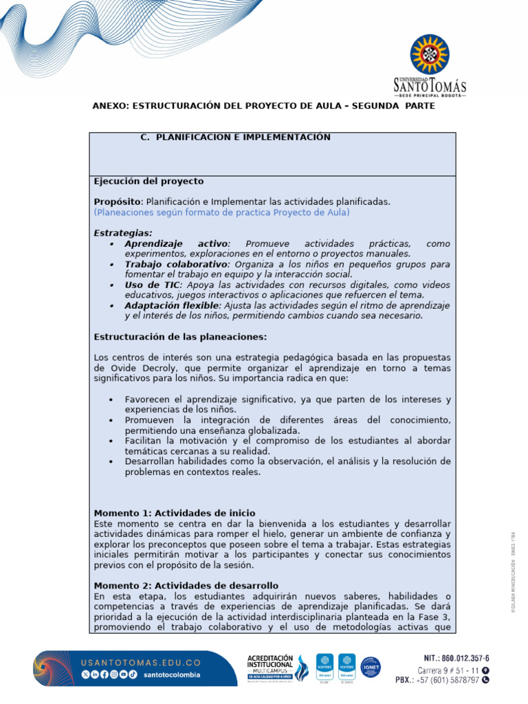 Anexo Estructuración Del Proyecto de Aula - Segunda Parte | PDF ...
