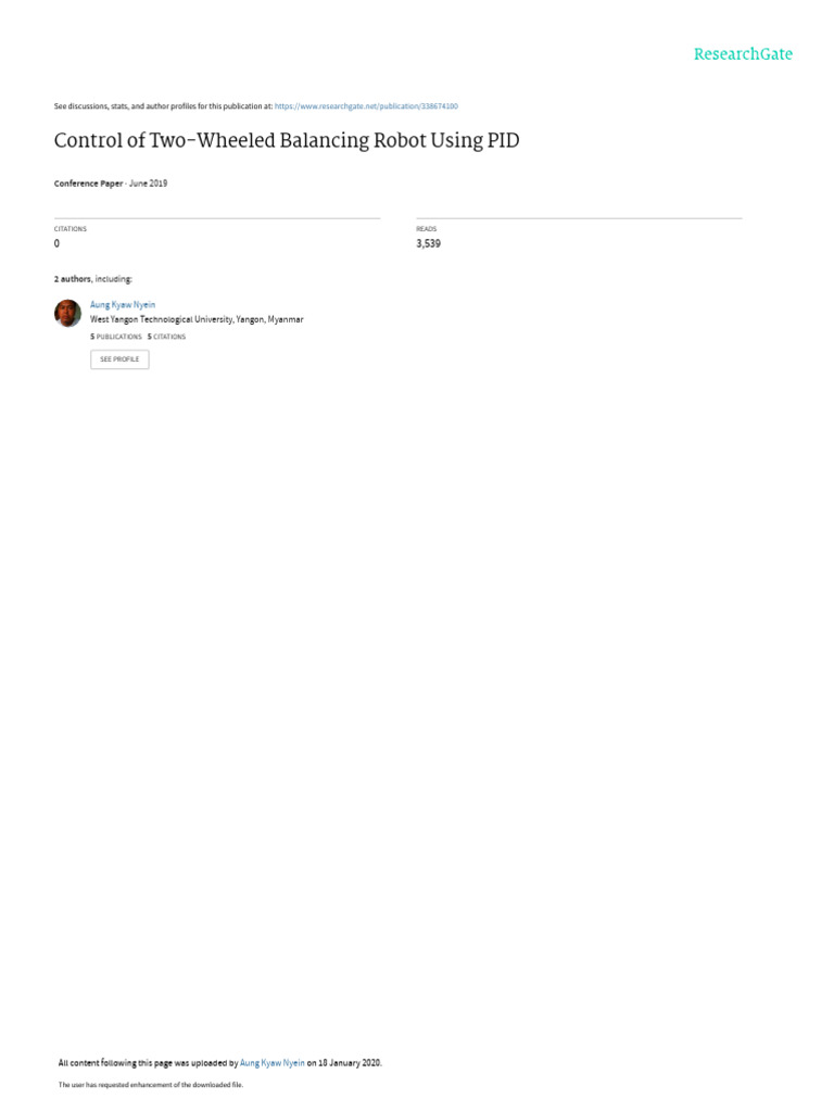 2 Wheel Balancing Robot PID | PDF | Control Theory | Matrix (Mathematics)