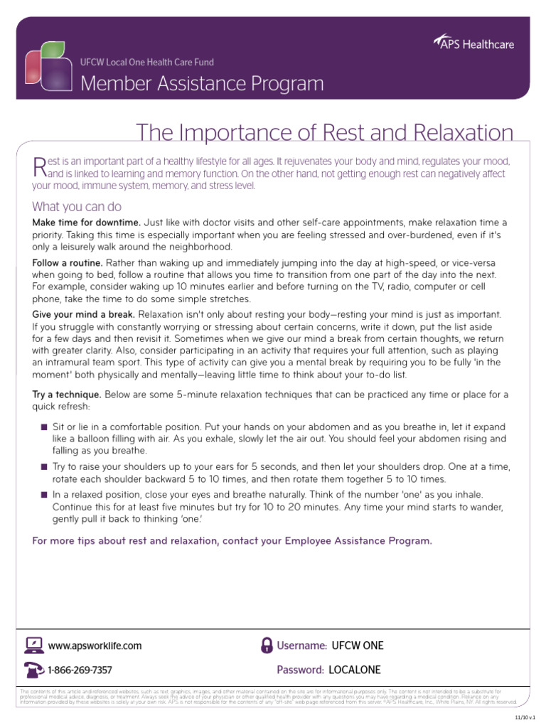HMC Importance of Rest | PDF | Relaxation (Psychology) | Mind