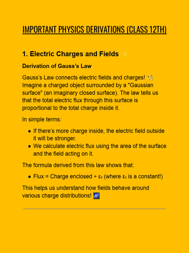 Important Physics Derivation | PDF | Electromagnetic Induction | Atoms