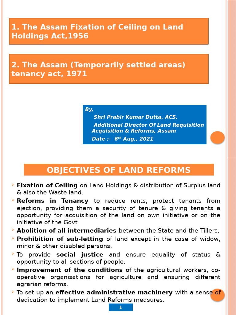 presentation_on_assam_ceiling_tenancy_acts | PDF | Leasehold Estate ...