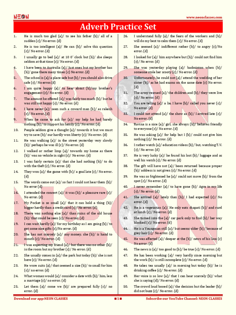 1575975654AdverbPracticeSet 2withsolution | PDF | Adjective | Adverb