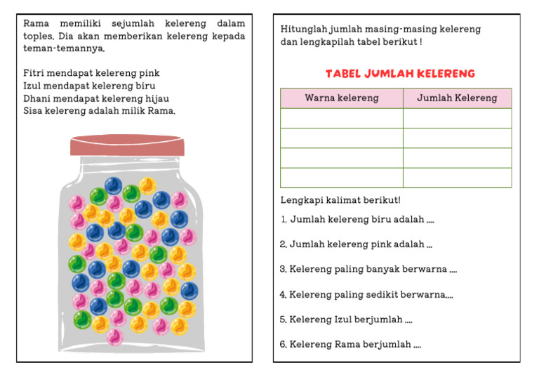 Lembar Kerja Matematika Diagram Turus Kelas 2 SD Hijau Putih | PDF