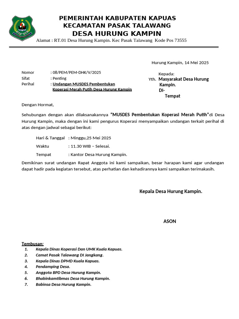 Undangan Musdes 2025 | PDF