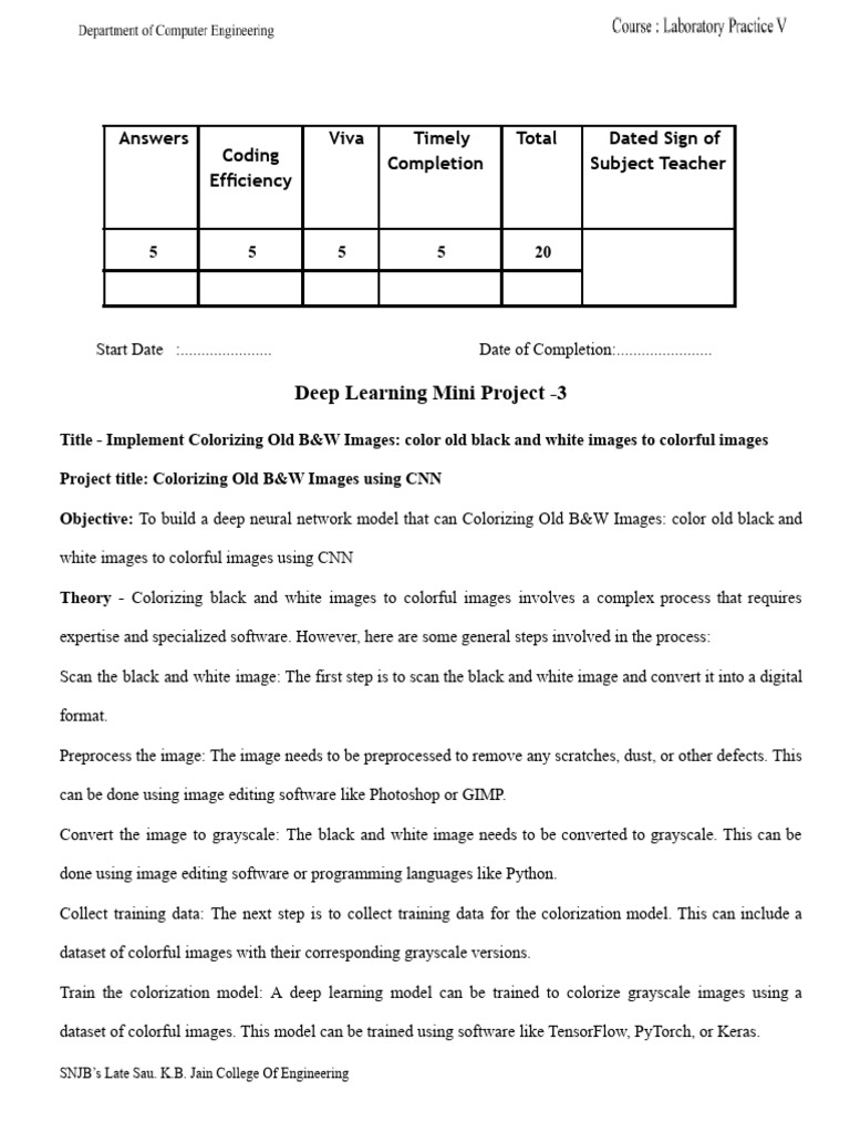 MiniProj-3-Colorizing Old B&W Images | PDF | Image Editing ...