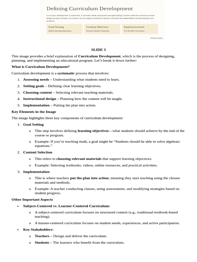 This Image Provides A Brief Explanation of Curriculum Development | PDF ...