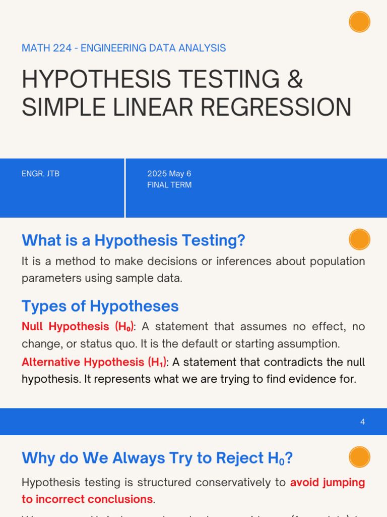 Hypothesis Testing Simple Linear Regression Pdf Type I And Type Ii Errors P Value