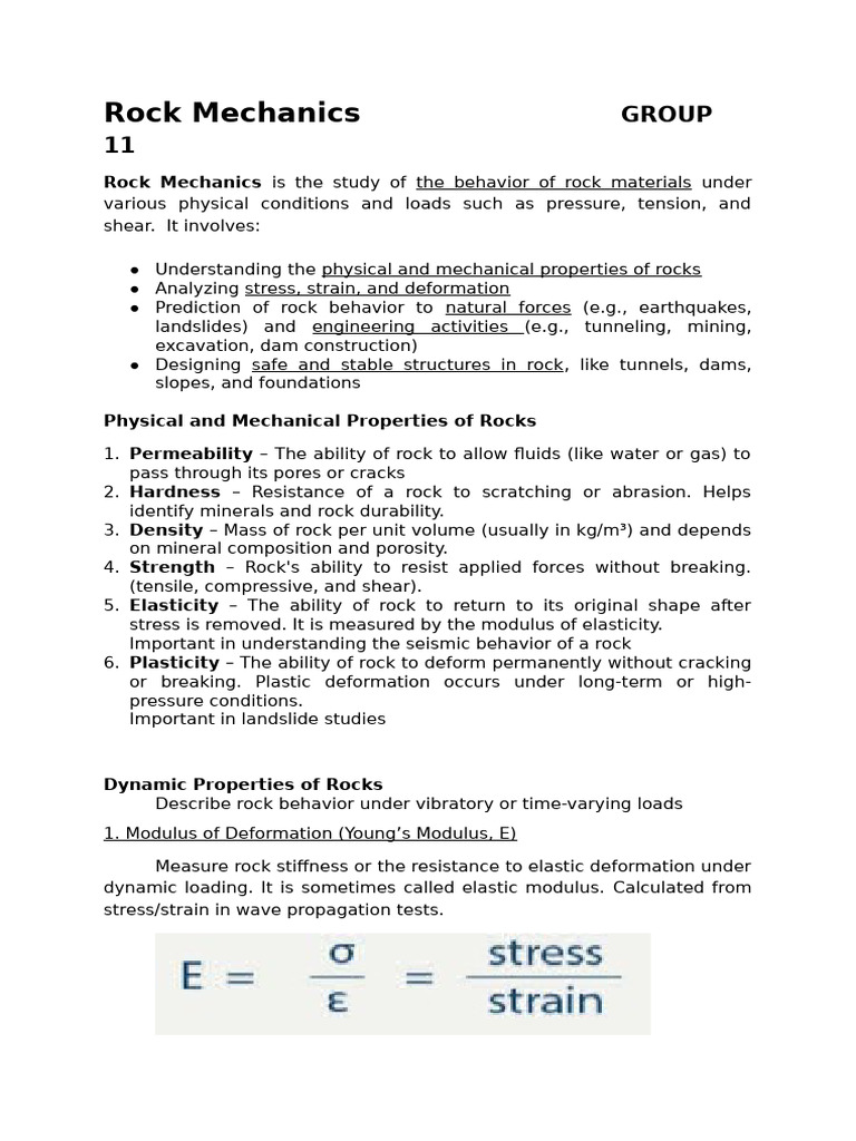 Group 11 Rock Mechanics | PDF | Waves | Elasticity (Physics)