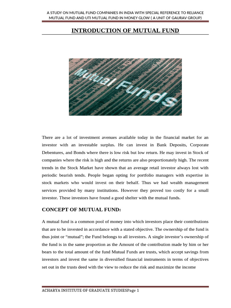 Introduction of Mutual Fund | PDF | Investment Fund | Investing