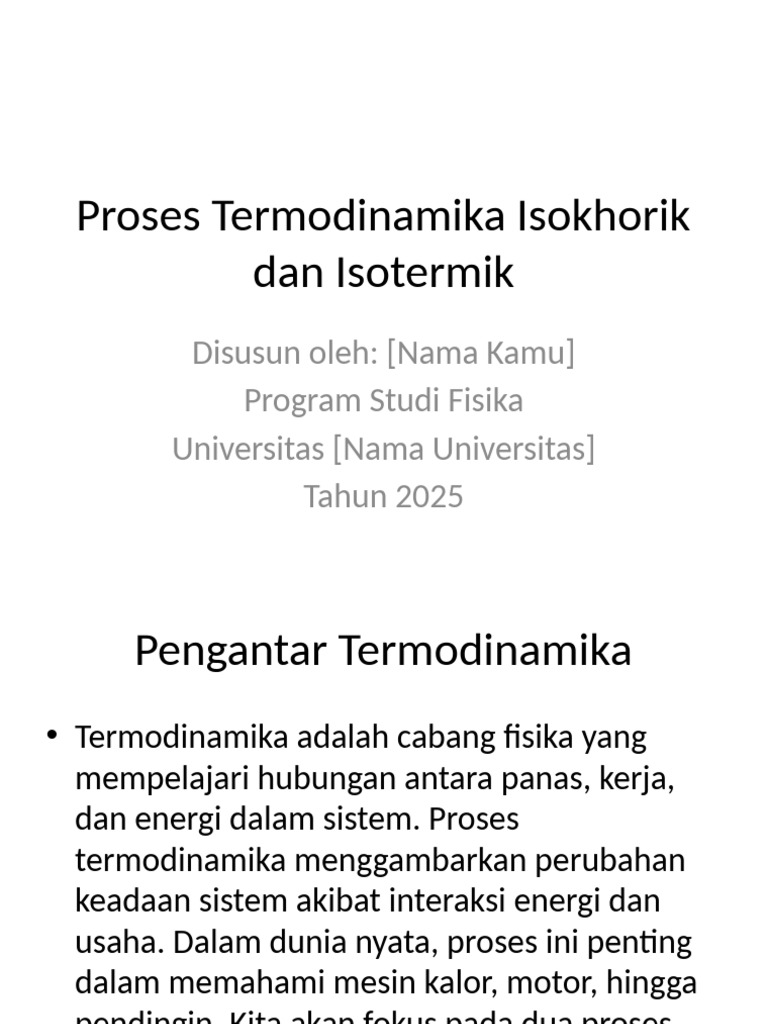 Proses Termodinamika Isokhorik Dan Isotermik Dengan Soal | PDF