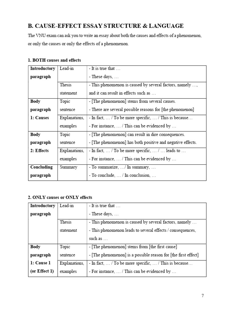 Session 4 - Cause-Effect Essay - Language and Sample | PDF ...