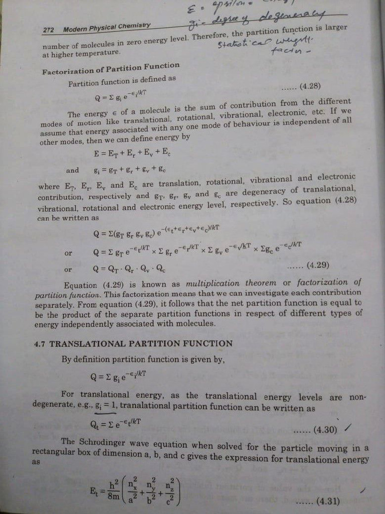 Translational Rotational Vibrational and Electronic Partition Function and Their Comparison | PDF