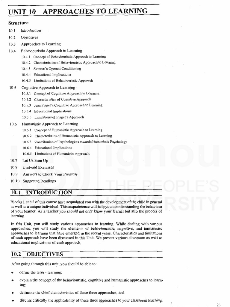 Behaviouristic and Humanistic Approaches To Learning | PDF