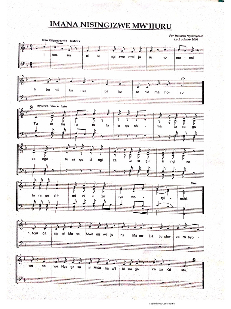 Imana Nisingizwe Mu Ijuru (N° 2) - Mathieu Ngirumpatse | PDF
