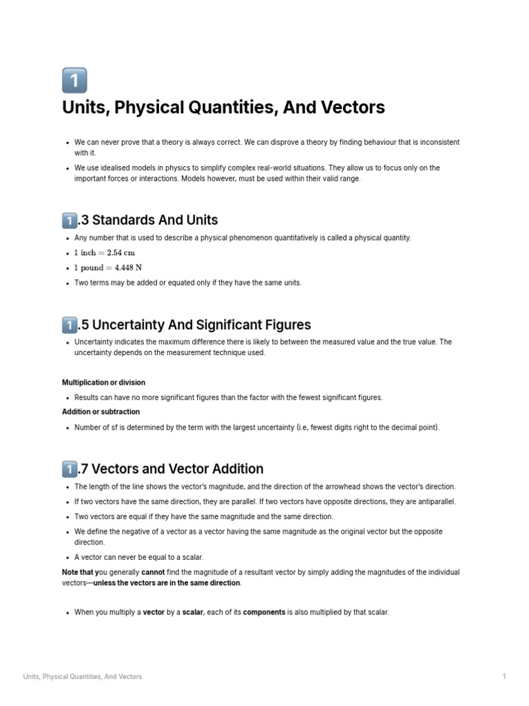 Units Physical Quantities and Vectors | PDF | Euclidean Vector | Multiplication