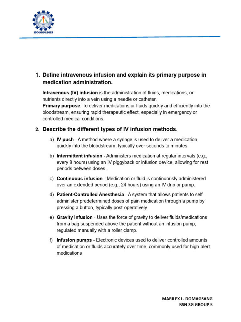 MMGH Async Activity - DOMAGSANG | PDF | Intravenous Therapy | Medicine