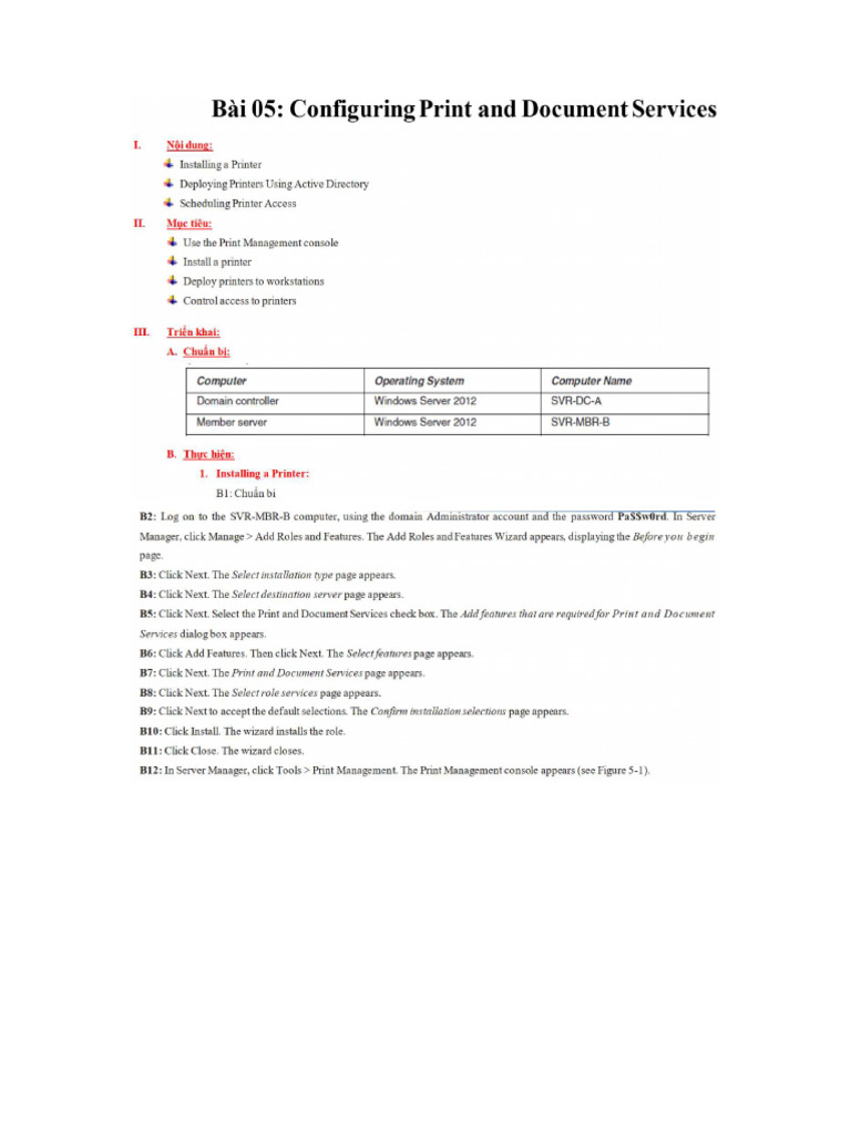 Lab 05 - Configuring Print and Document Services | PDF