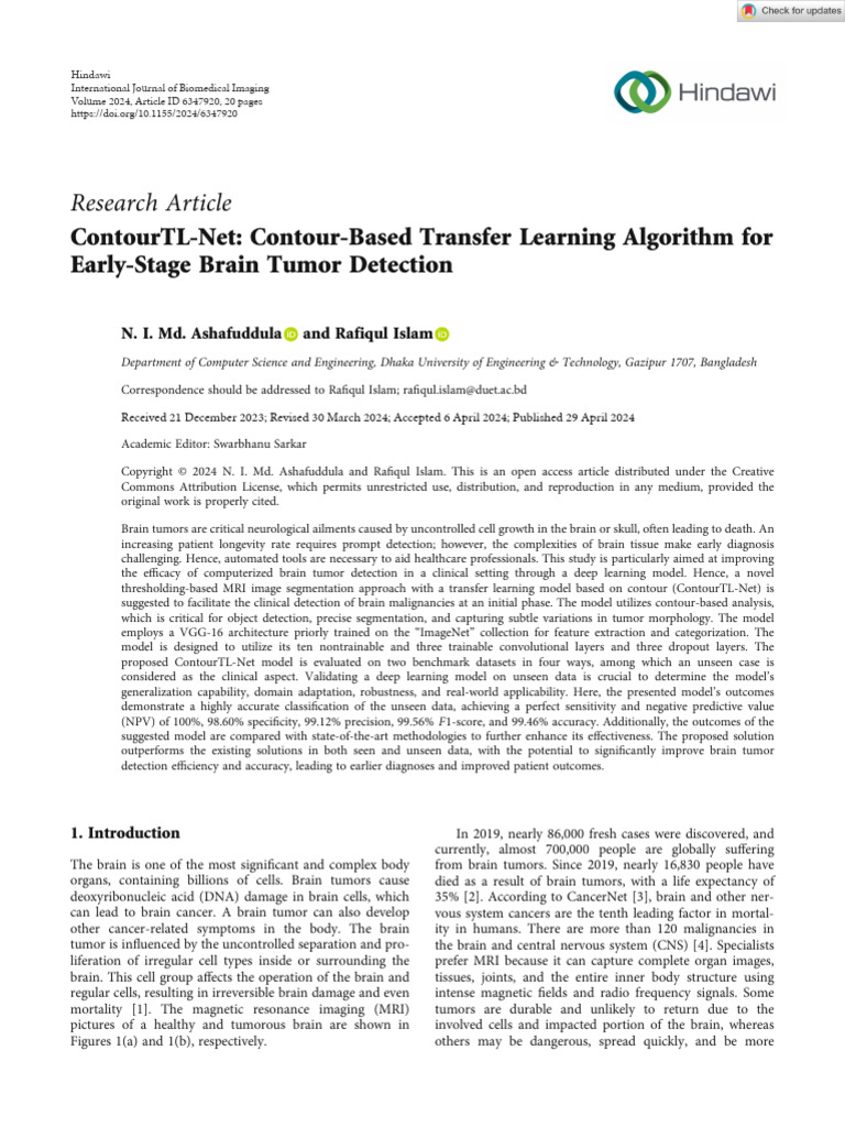 International Journal of Biomedical Imaging - 2024 - Md. Ashafuddula - ContourTL‐Net Contour ...