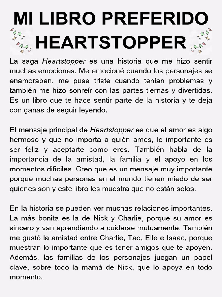 Mi Libro Preferido Heartstopper | PDF