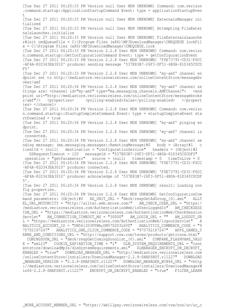 Verizon Download Manager Log | PDF | Computing | Cyberspace