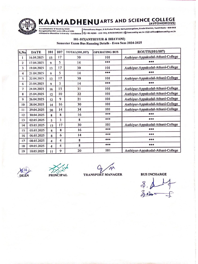 Bus Time Table | PDF