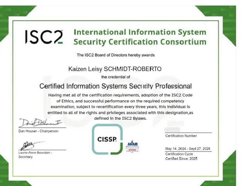 Having Met All of The Certification Requirements, Adoption of The ISC2 ...