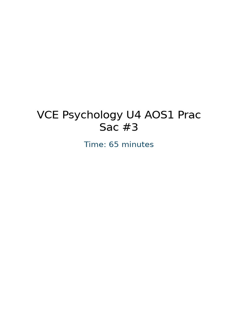 VCE Psychology Unit 4 AOS1 Practice SAC | PDF | Sleep | Circadian Rhythm
