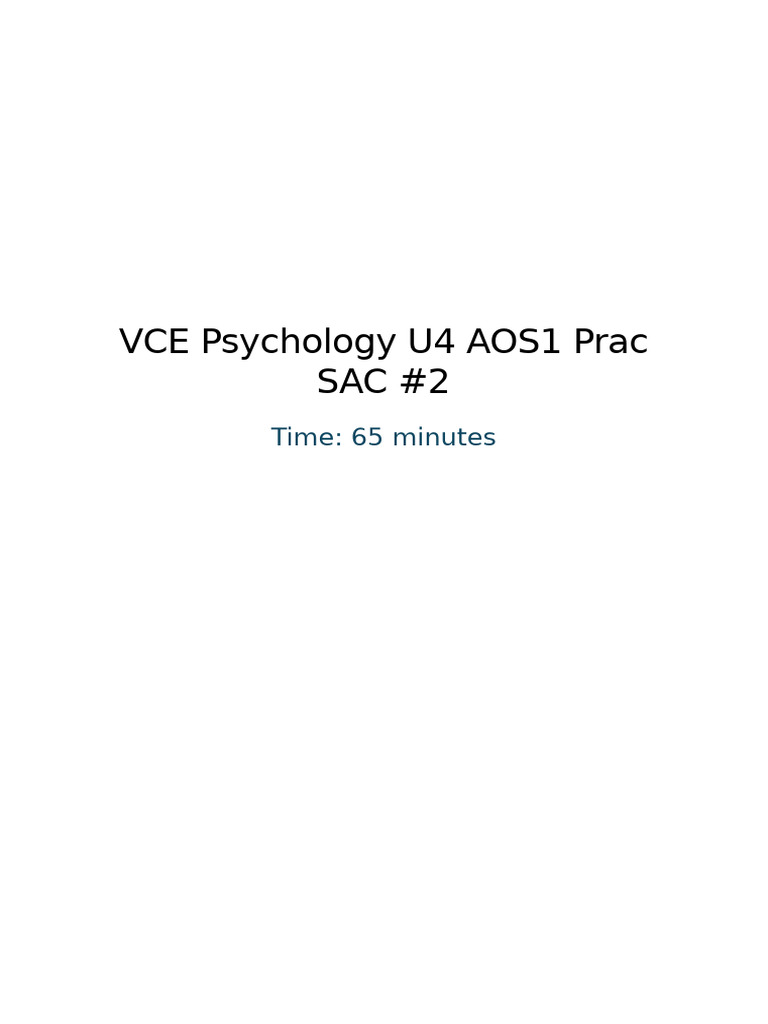 VCE Psychology U4 AOS1 Prac SAC 2 | PDF | Validity (Statistics ...