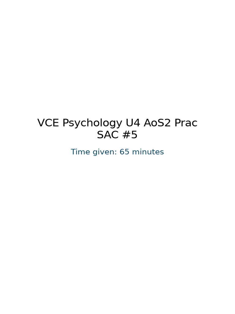 VCE Psychology U4 Aos1 Prac SAC #5 | PDF | Sleep | Sleep Deprivation