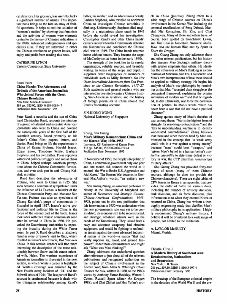 Maos Military Romanticism China and The Korean War, 1950-1953 (McNulty ...