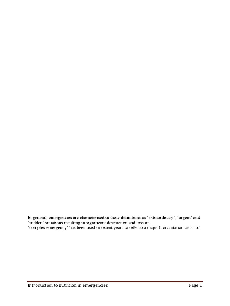 Nutrition in Emergencies Overview | PDF | Malnutrition