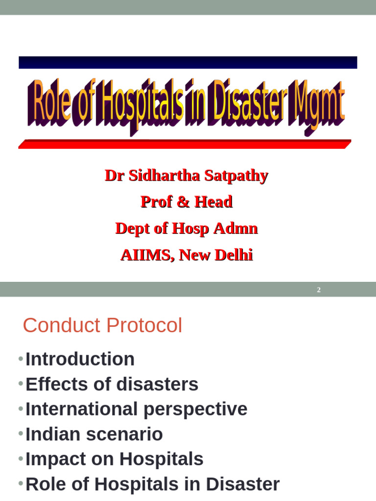 Dis MGMT - Role of Hospitals1 | PDF | Emergency Management
