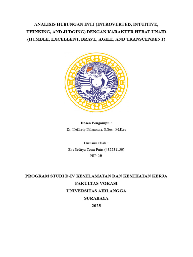Kecocokan INTJ dengan Karakter HEBAT UNAIR | PDF