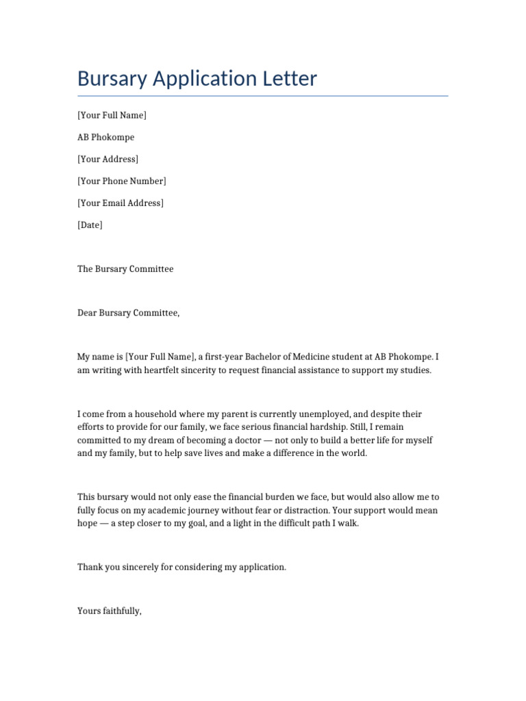 Bursary Application Letter | PDF