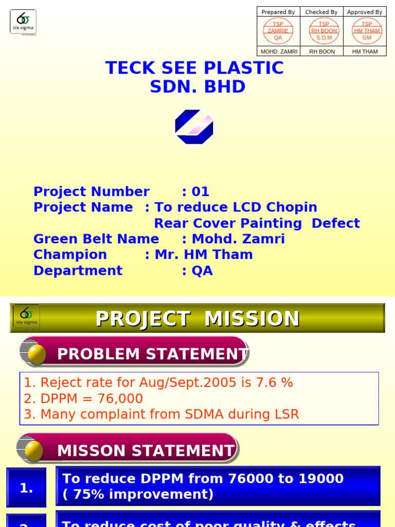 Six Sigma Sample Project Presentation | PDF