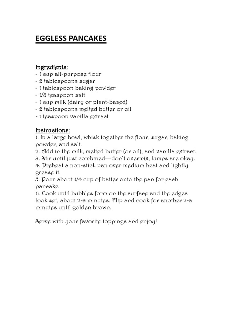 Eggless Pancakes | PDF
