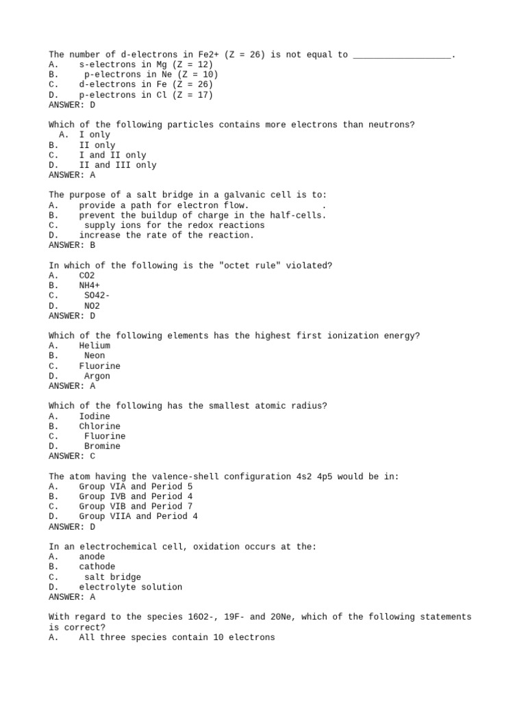 Chemistry Remedial Final Exam | PDF | Solubility | Gases