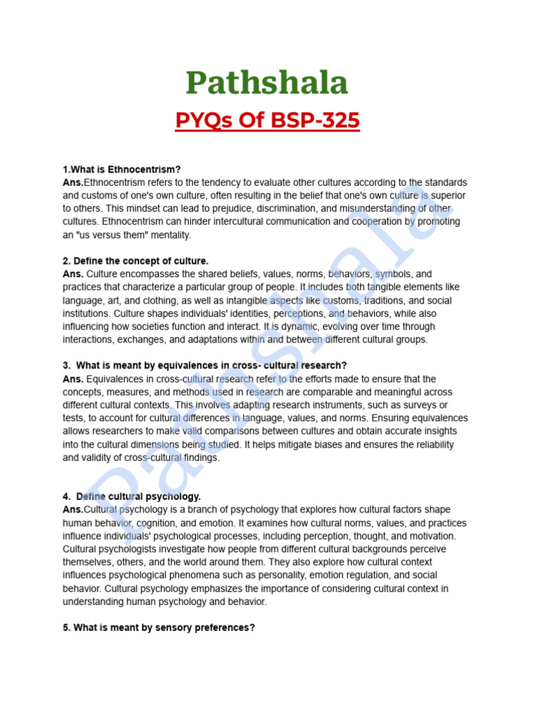 BSP 325 Cultural &human Behavior by Pathshala | PDF | Emotions ...