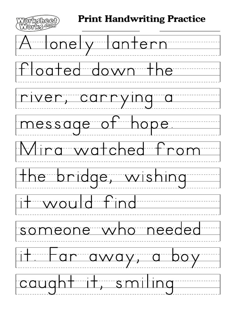 WorksheetWorks Print Handwriting Practice 1 | PDF