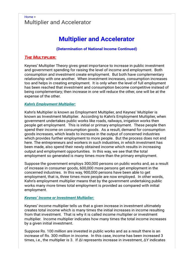 Understanding Multiplier and Accelerator Effects | PDF | Fiscal ...