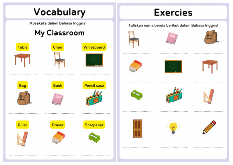 Worksheet Vocabulary - My Classroom | PDF