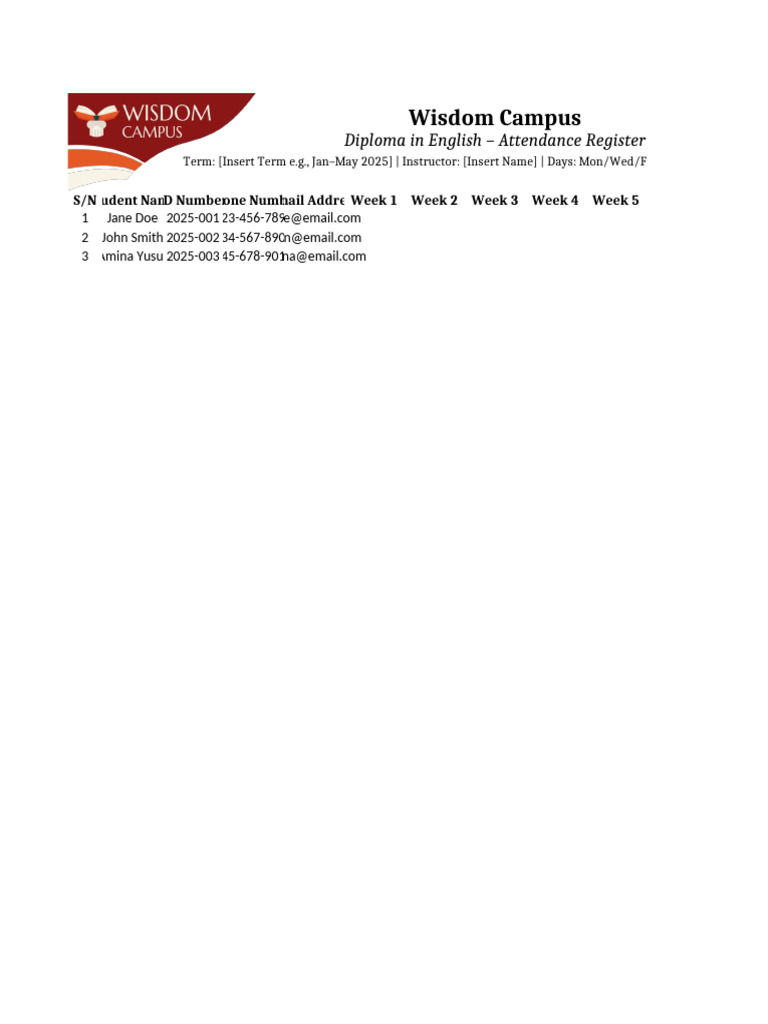 Diploma in English Register Formatted | PDF