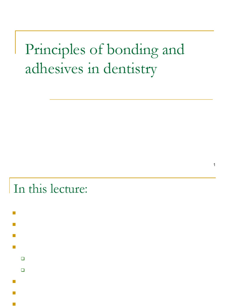 Principles of Bonding and Adhesives in Dentistry | PDF | Tooth Enamel ...