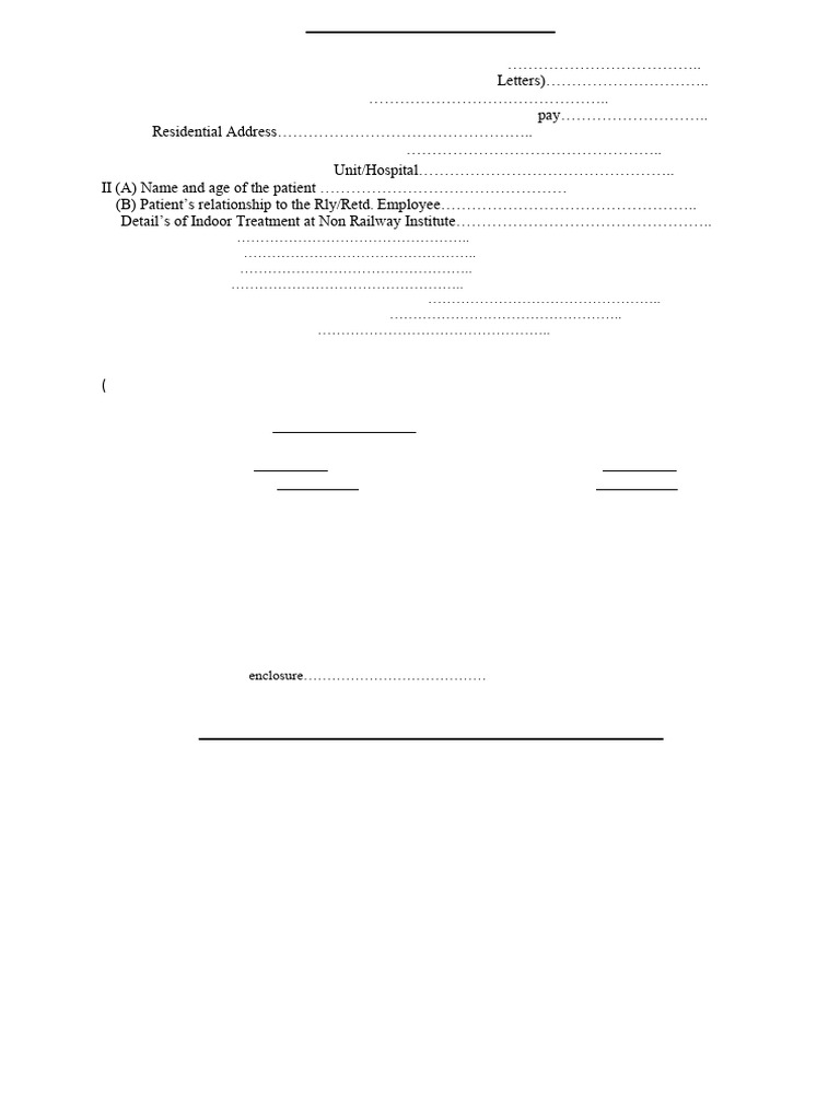 Medical Reimbursement Form - Northern Railways | PDF | Hospital ...