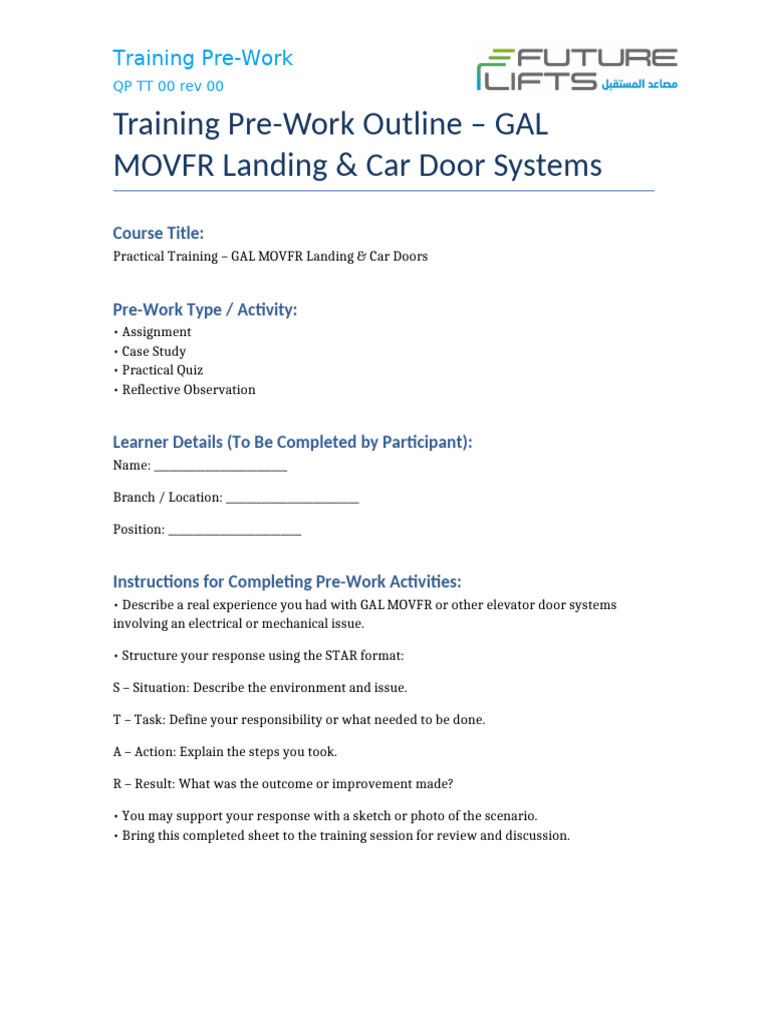 GAL - MOVFR - Training - Prework - Outline | PDF