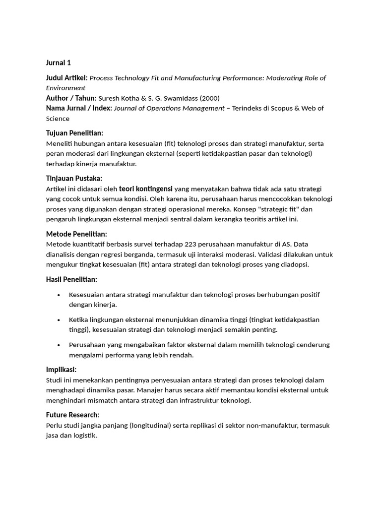 Process Technology Strategy | PDF